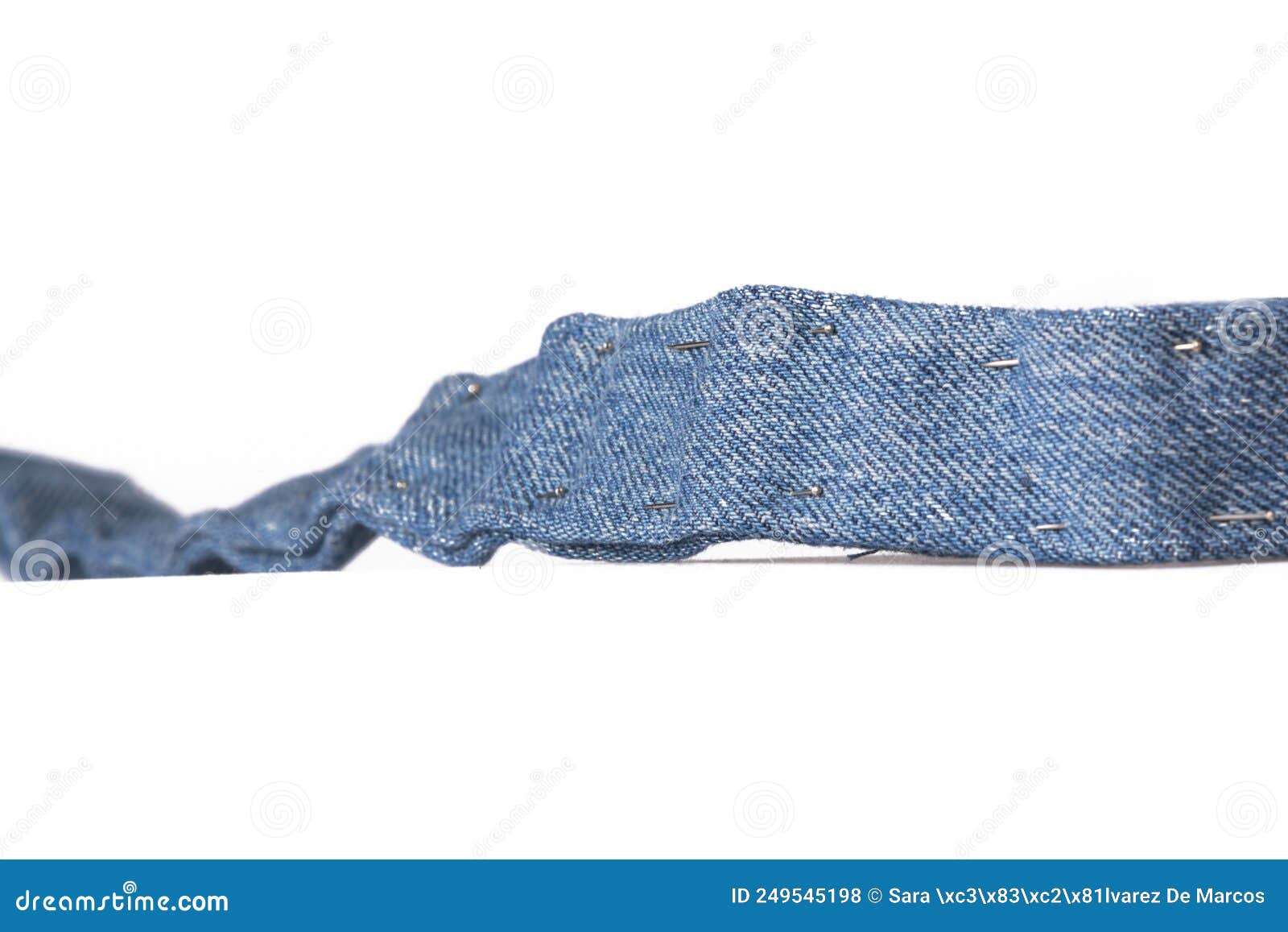 Strip of Blue Cotton Denim Fabric with Tacking Stock Photo - Image of ...
