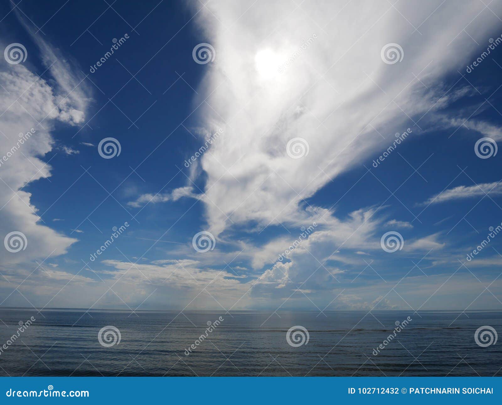 Strip Cloud with Sky Blue Sea Stock Photo - Image of white, coast ...