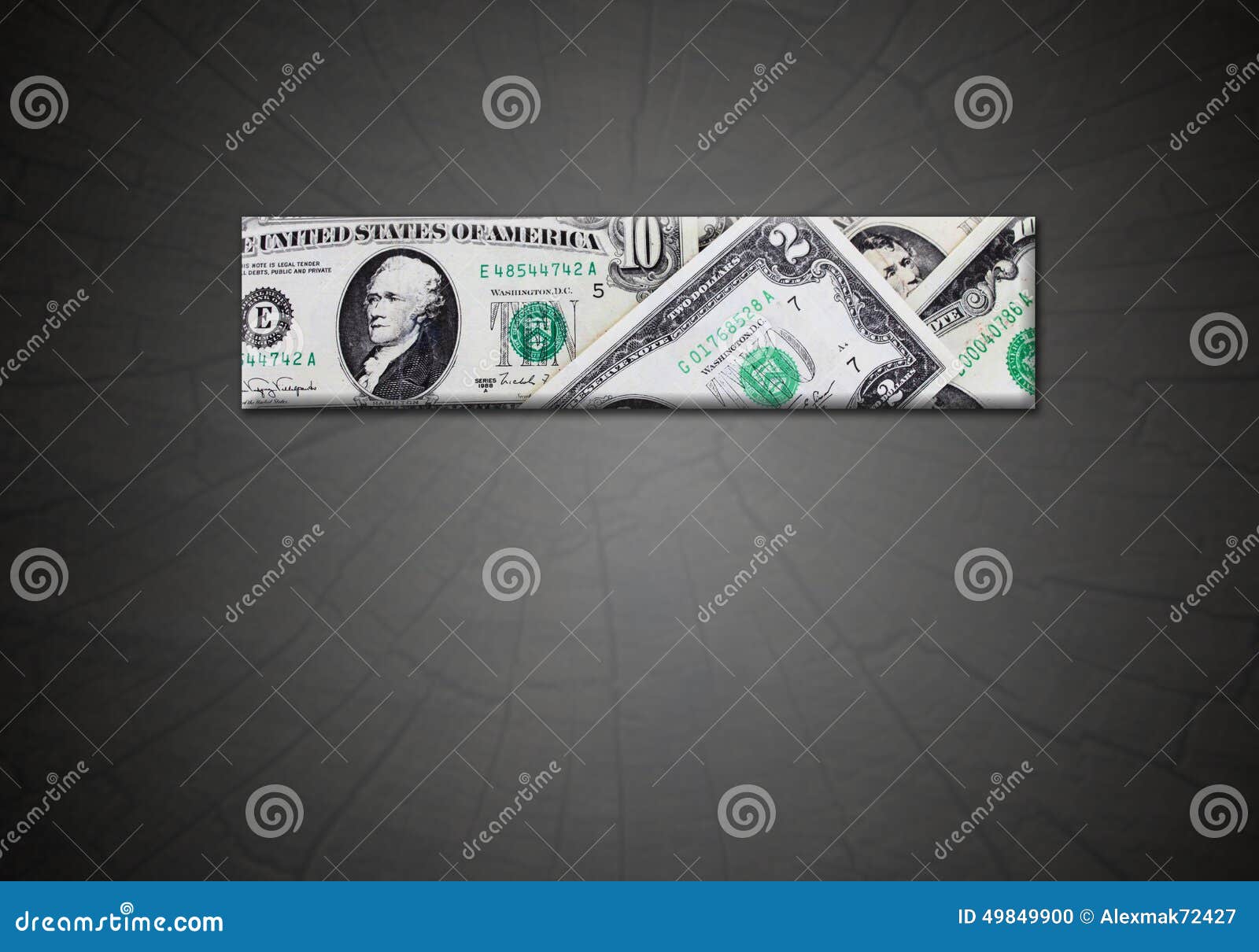 Strip from Dollars on the Gradient Dark Background Stock Photo - Image ...