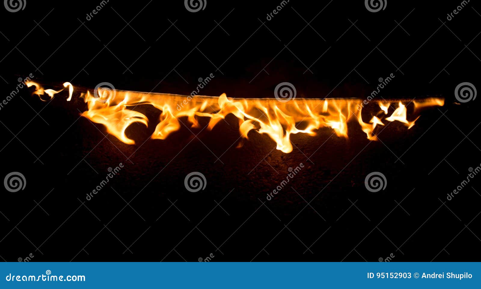 Strip of Fire on a Black Background Stock Image - Image of flames ...