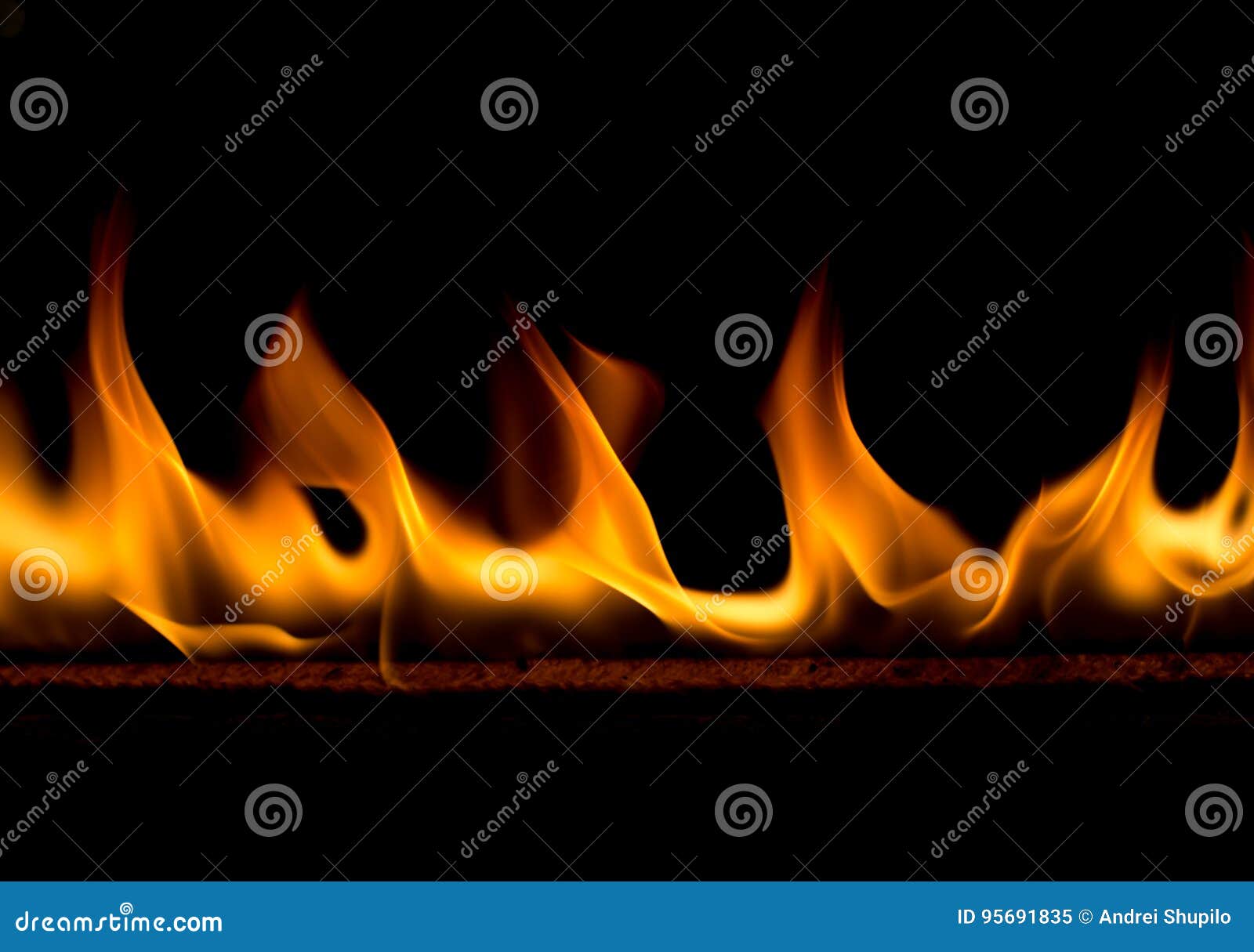 Strip of Fire on a Black Background Stock Image - Image of flammable ...