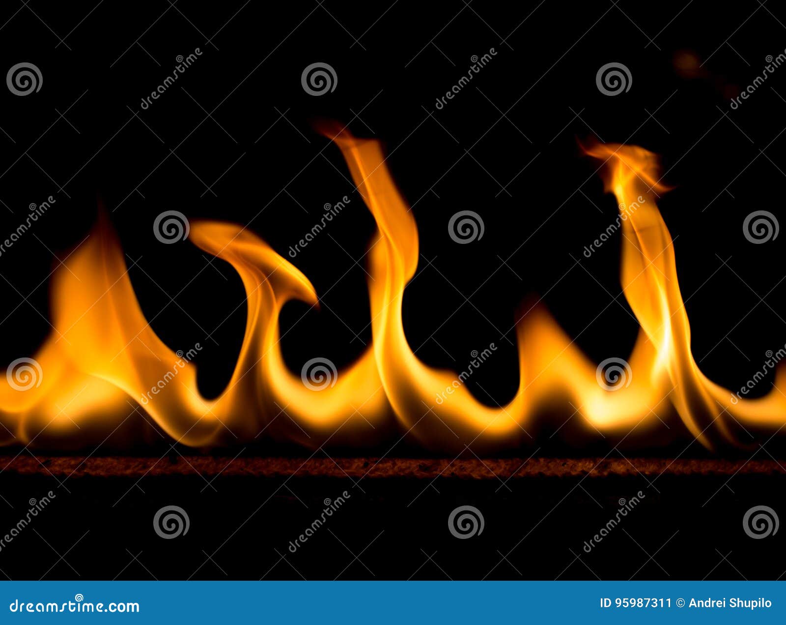 Strip of Fire on a Black Background Stock Image - Image of flammable ...