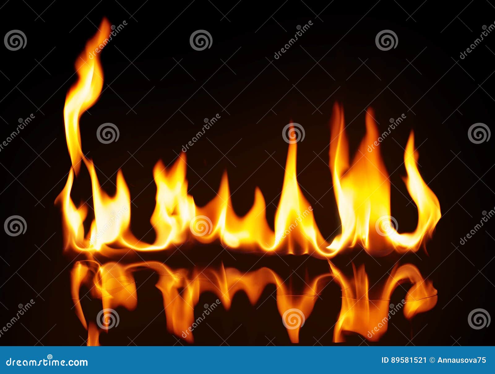 A Strip of Fire on the Reflecting Surface. Stock Image - Image of ...