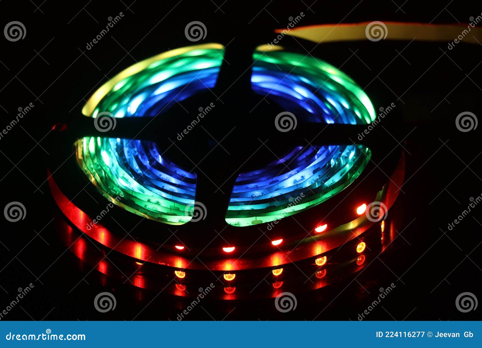 Strip of LED or Light Emitting Diodes with Glowing Multicolor Lights ...