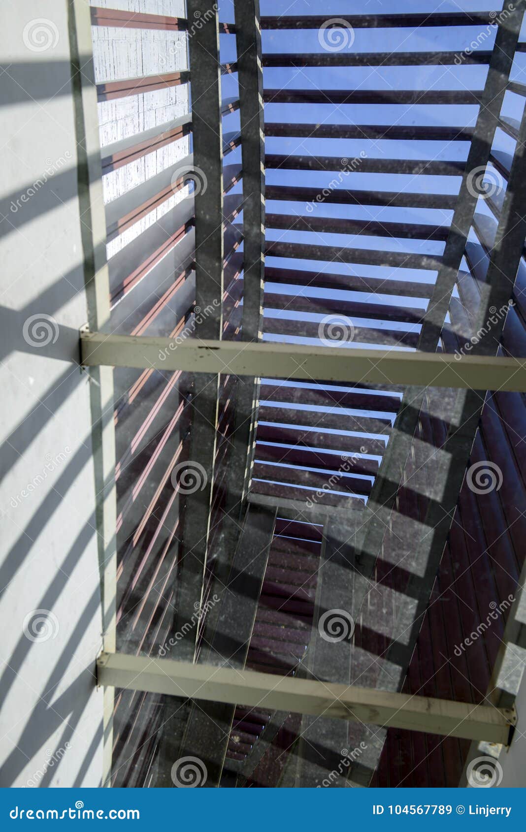 Light and Shadow on the Building Stock Image - Image of indoors, metal ...