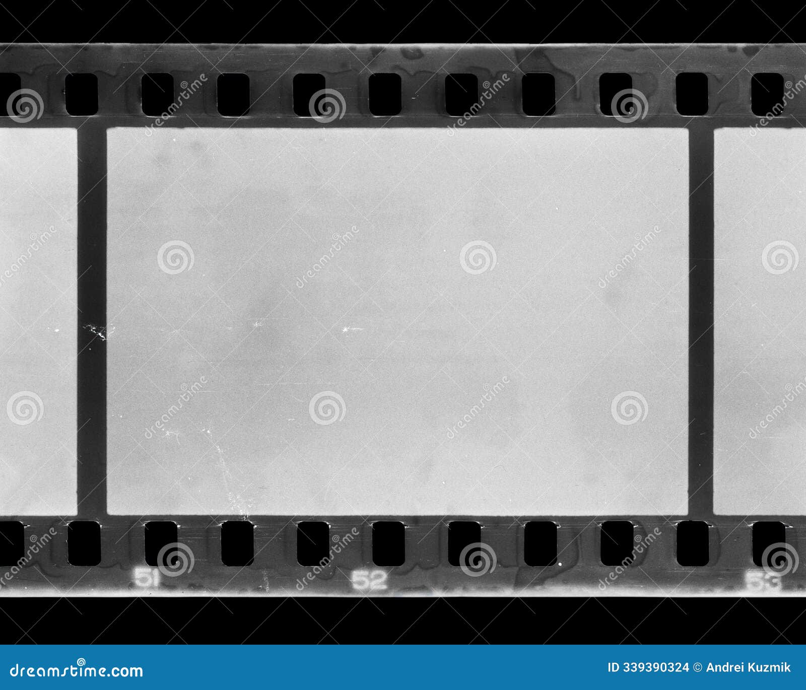 Blank 35mm Film Strip with Film Perforations, Showcasing Unused Frames ...