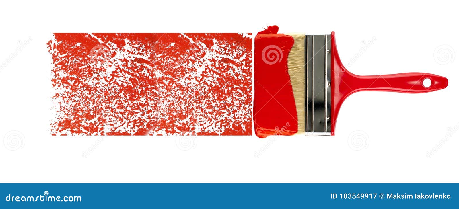 Strip of Red Paint with Gaps, Painted with Paint Brush on a White ...