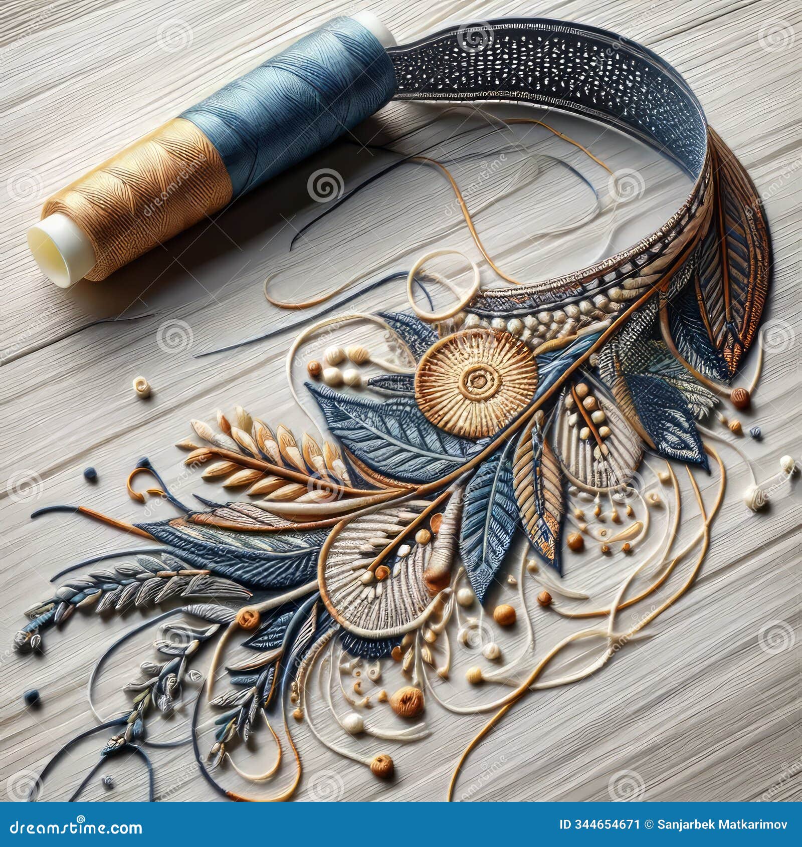 Strip with Thread Threads Woven through Small Holes Stock Image - Image ...