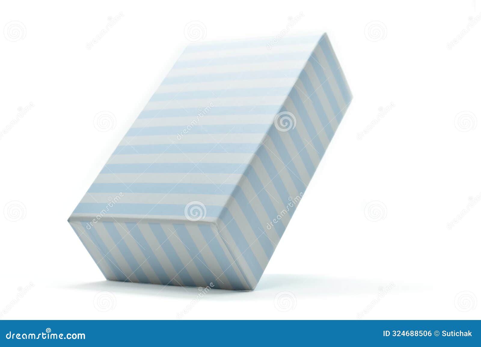Stripe Blue Paper Box on White Background, Package for Design Stock ...