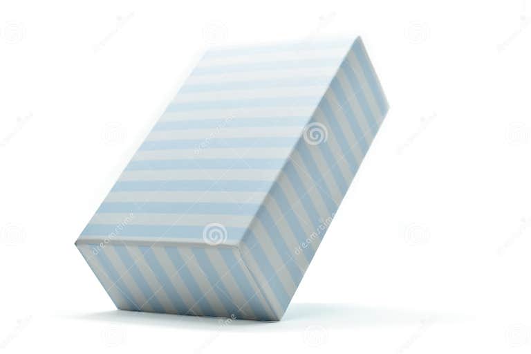 Stripe Blue Paper Box on White Background, Package for Design Stock ...