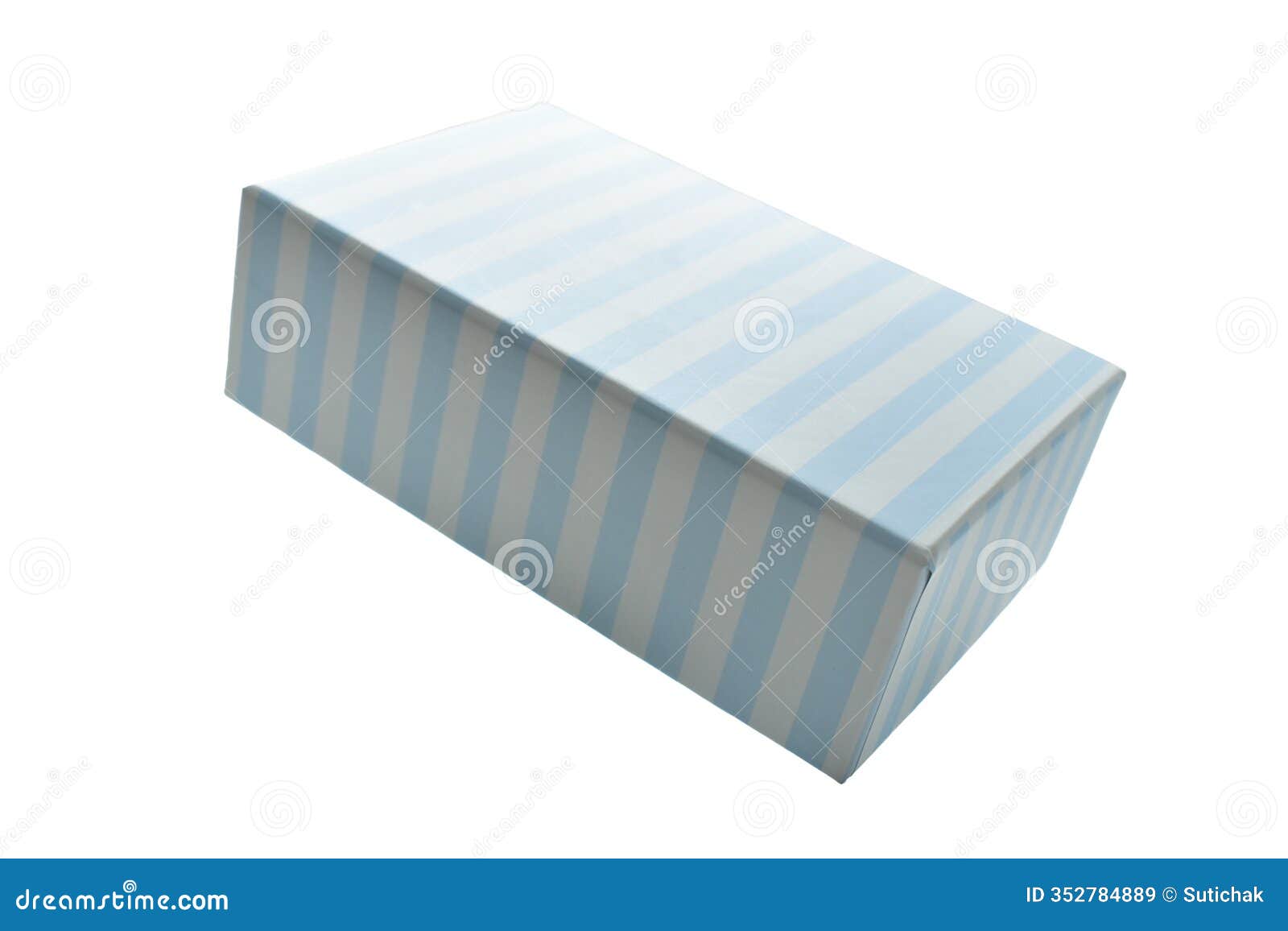 Stripe Blue Paper Box on White Background, Package for Design Stock ...