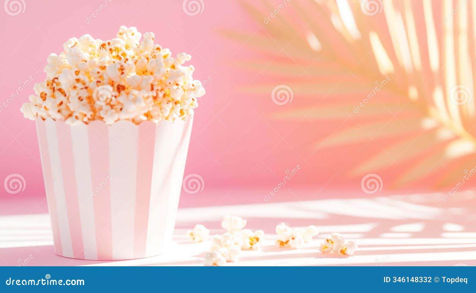 Stripe Box with Popcorn on Pastel Blue and Pink Background, Party ...