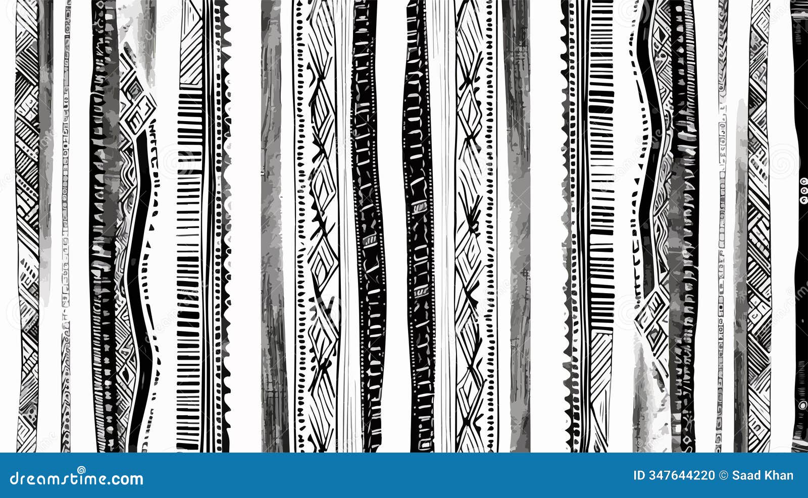 Professional Striped Ethnic Aztec Pattern in Black and White Textile ...