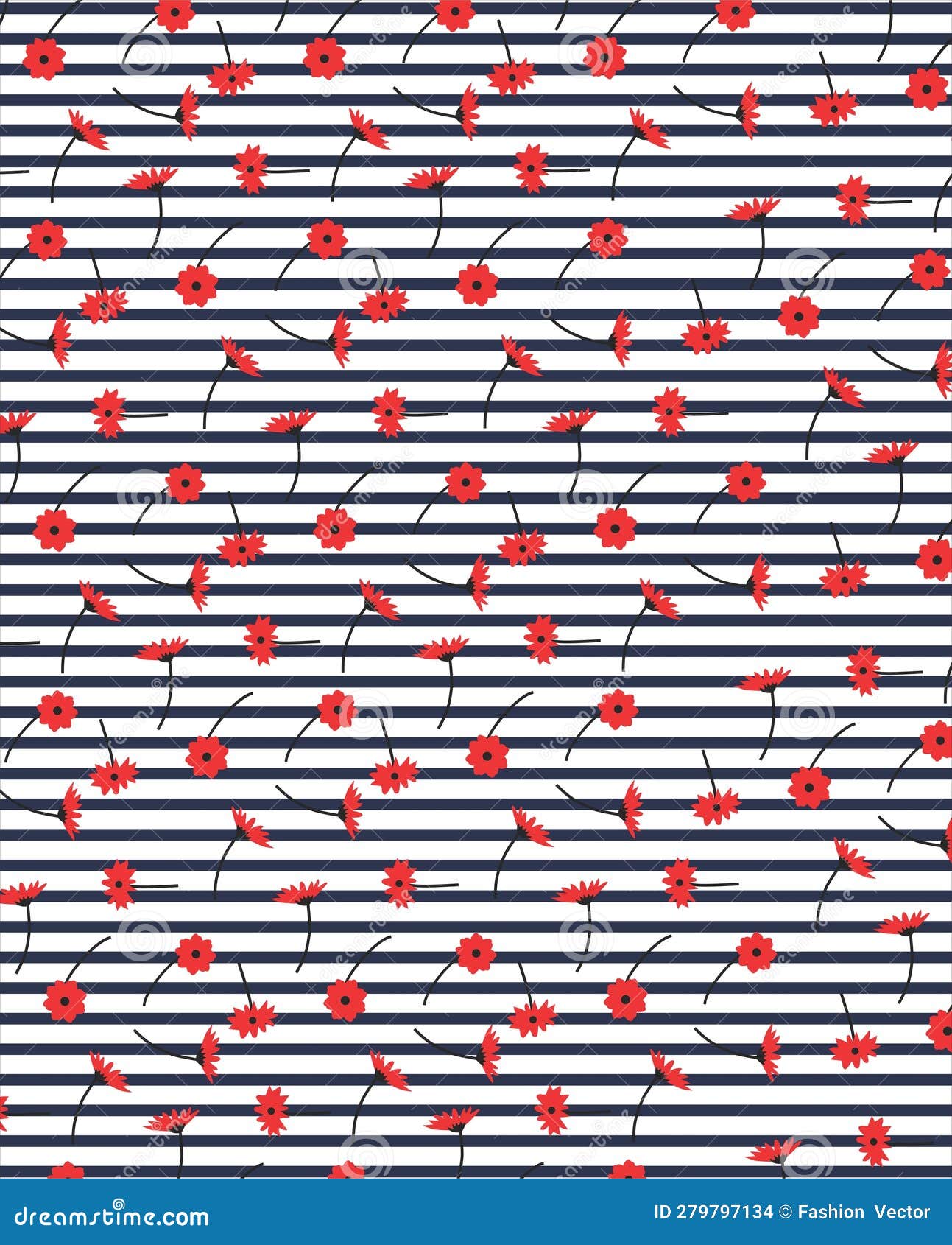 Stripe with Flower All Over Print Vector Art Stock Vector ...