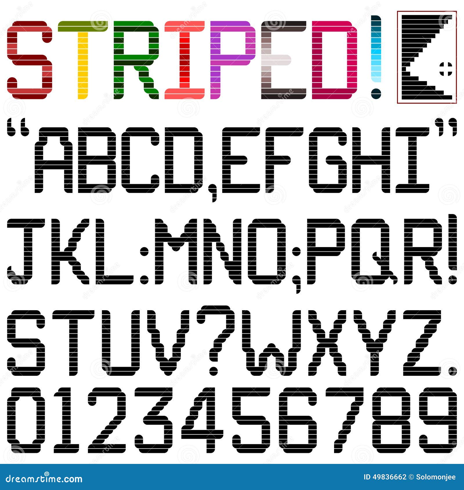 Stripe Font stock vector. Illustration of numeral, isolated - 49836662