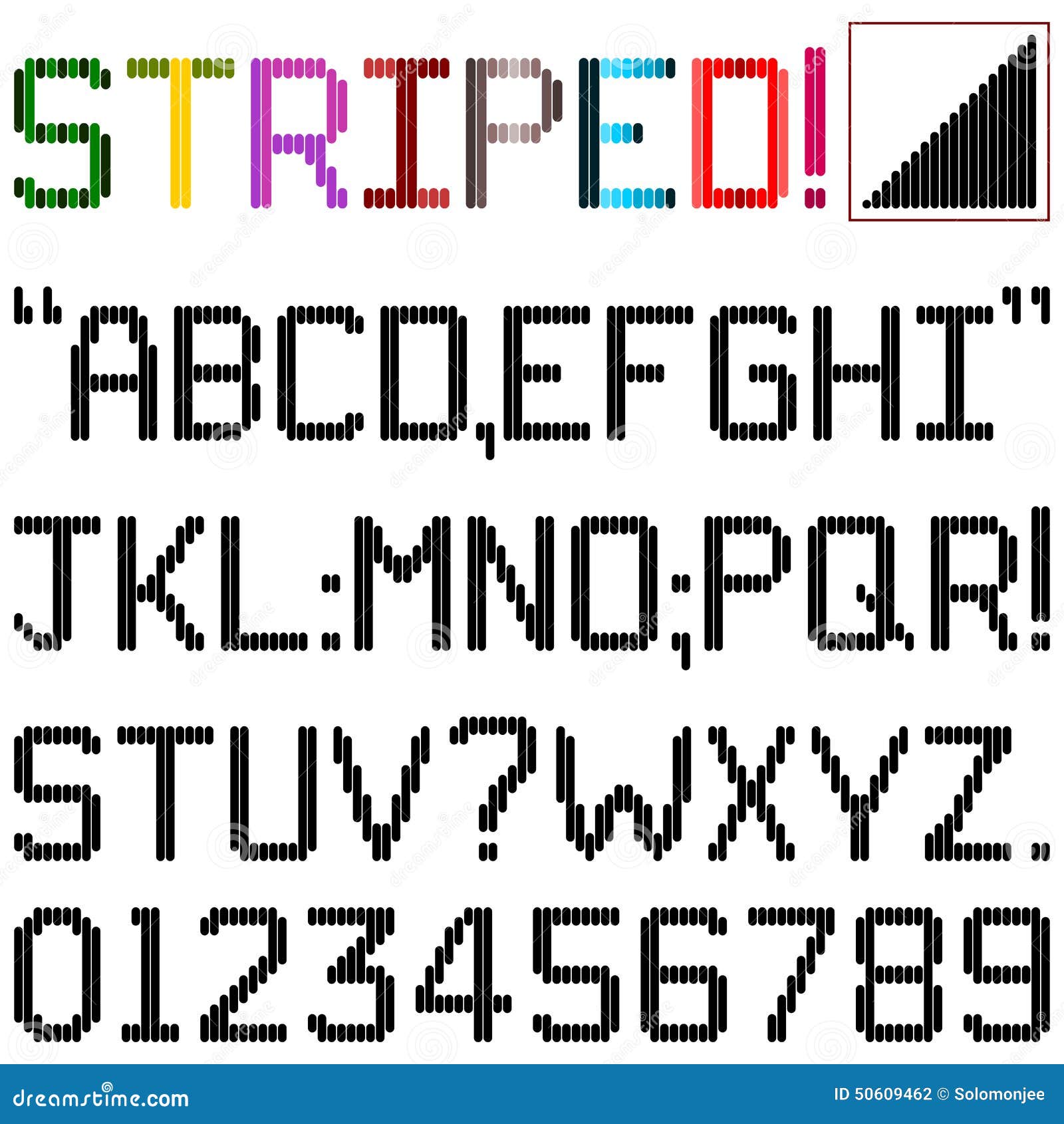 Stripe Font stock vector. Illustration of period, black - 50609462