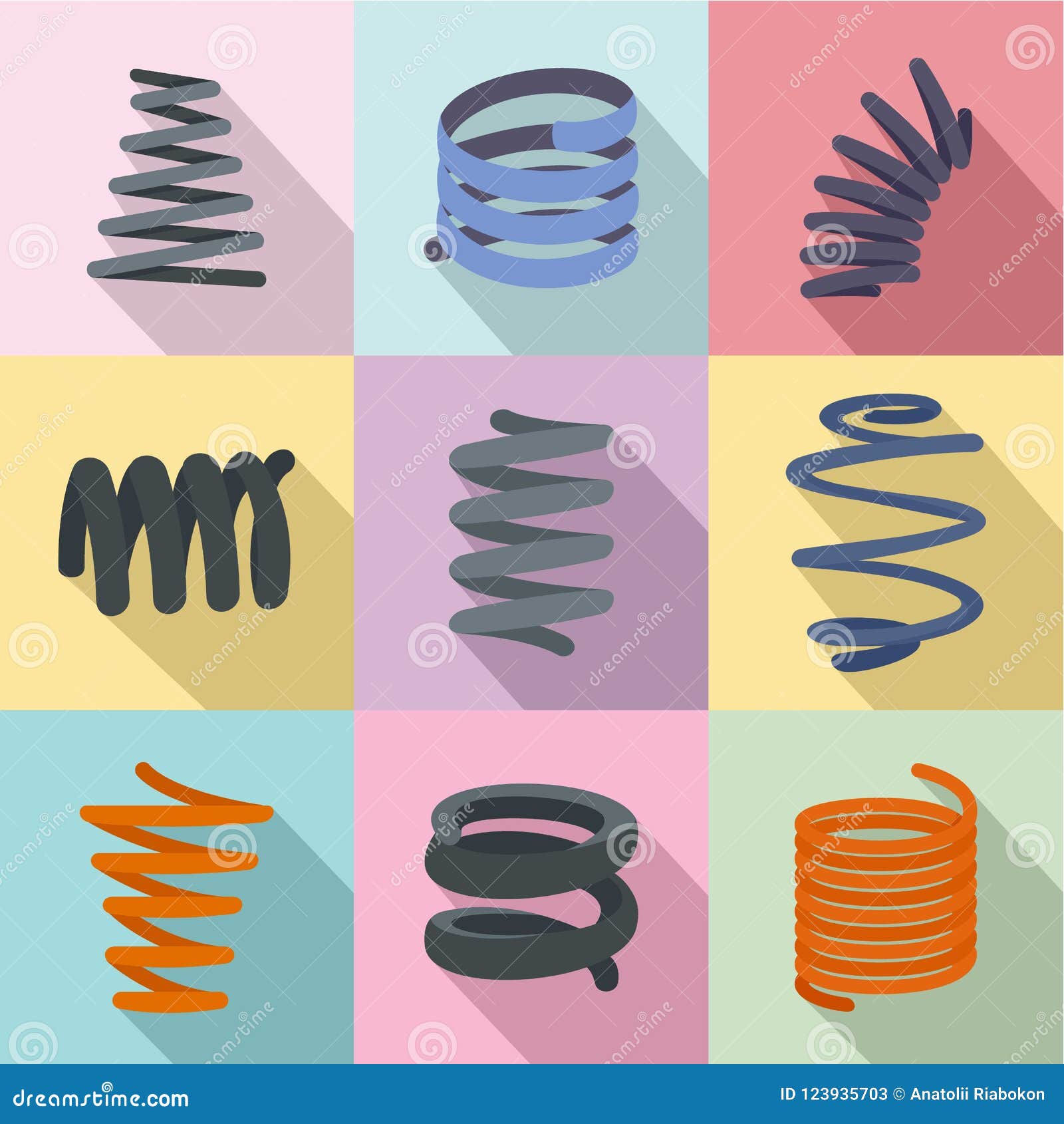 Stripe Icons Set, Flat Style Stock Vector - Illustration of paper ...