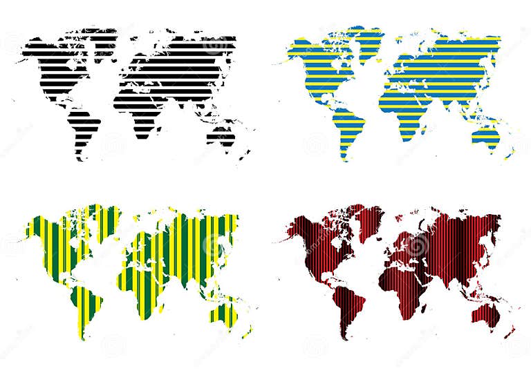 Stripe Lines Pattern World Map Stock Vector - Illustration of ...