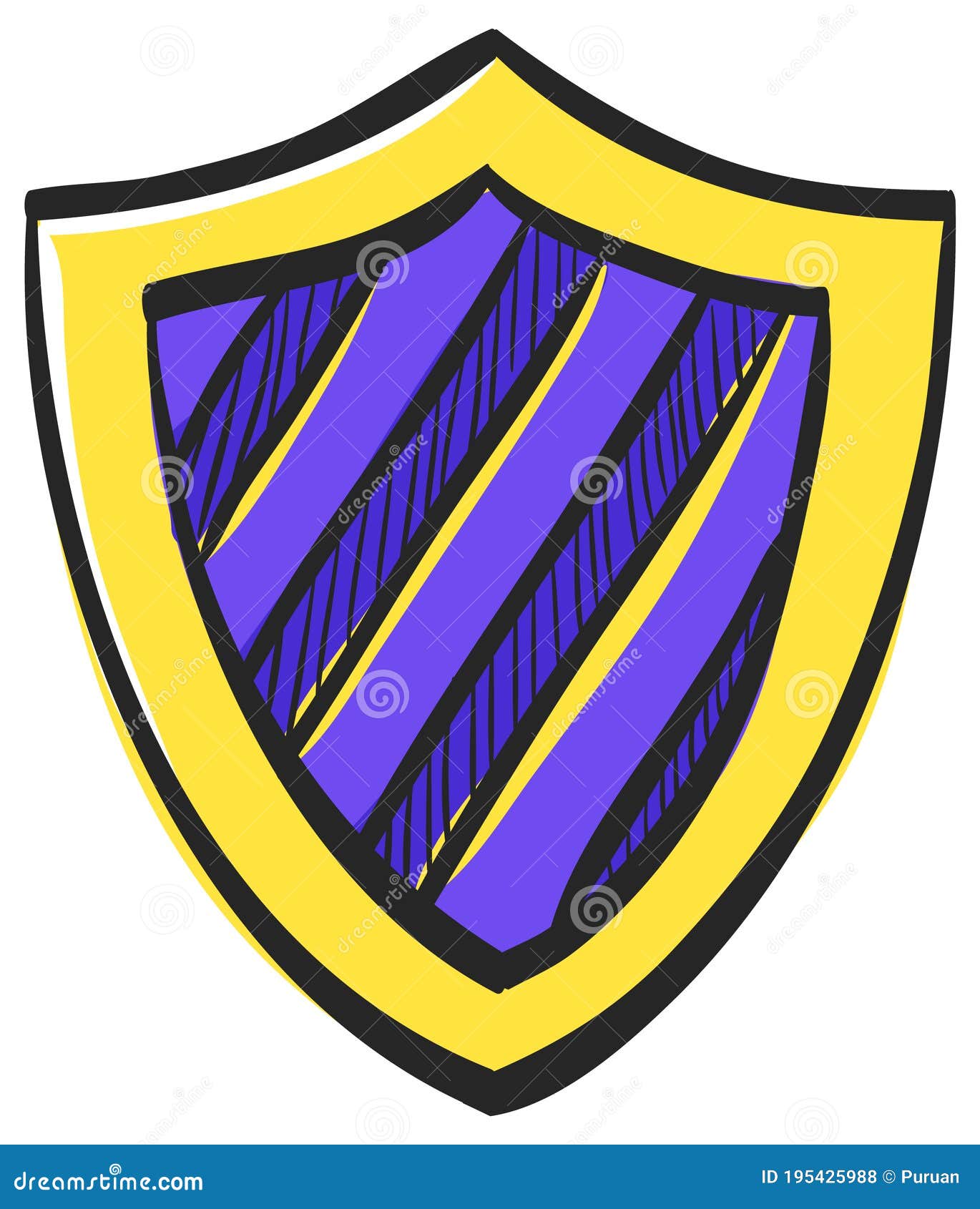 Stripe Shield Icon in Color Drawing Stock Vector - Illustration of ...