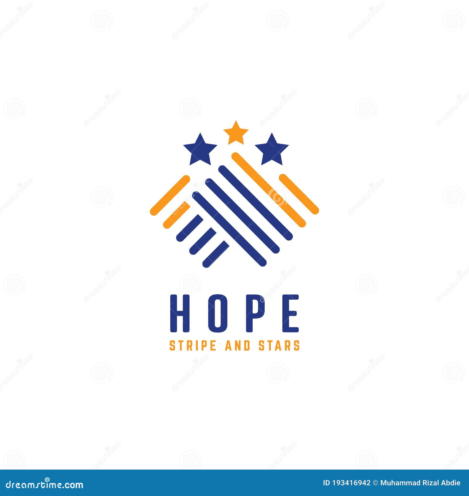 Stripe and Stars in Hand Shape Hope Symbol Icon Logo Stock Vector ...