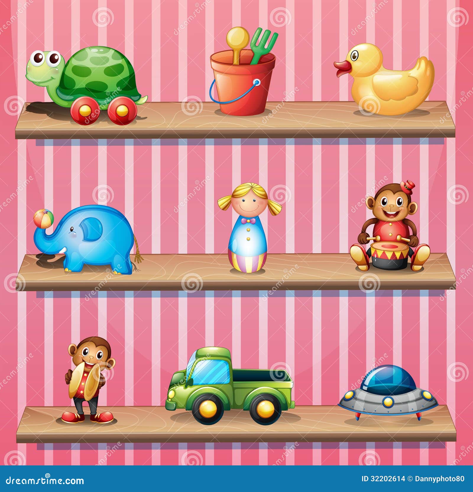 Wooden Shelves With The Foods In The Pantry Cartoon Vector ...