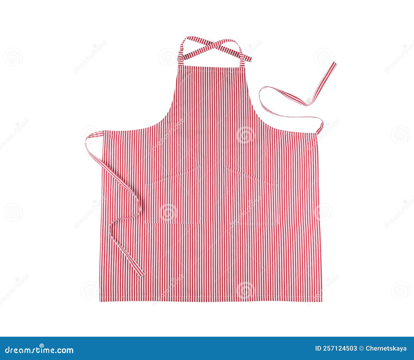 Striped Apron Isolated on White, Top View Stock Image - Image of ...