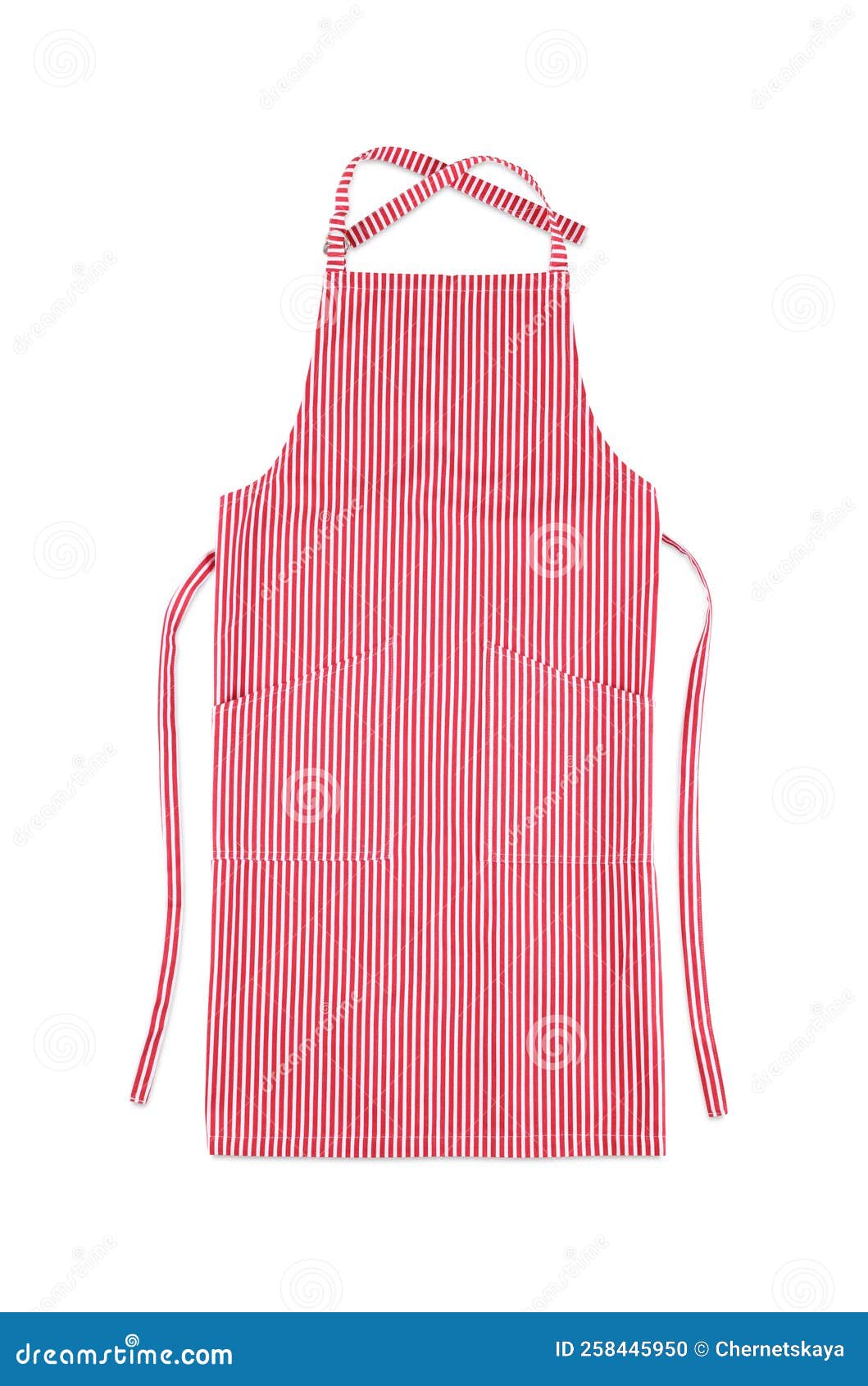 Striped Apron Isolated on White, Top View Stock Photo - Image of fabric ...