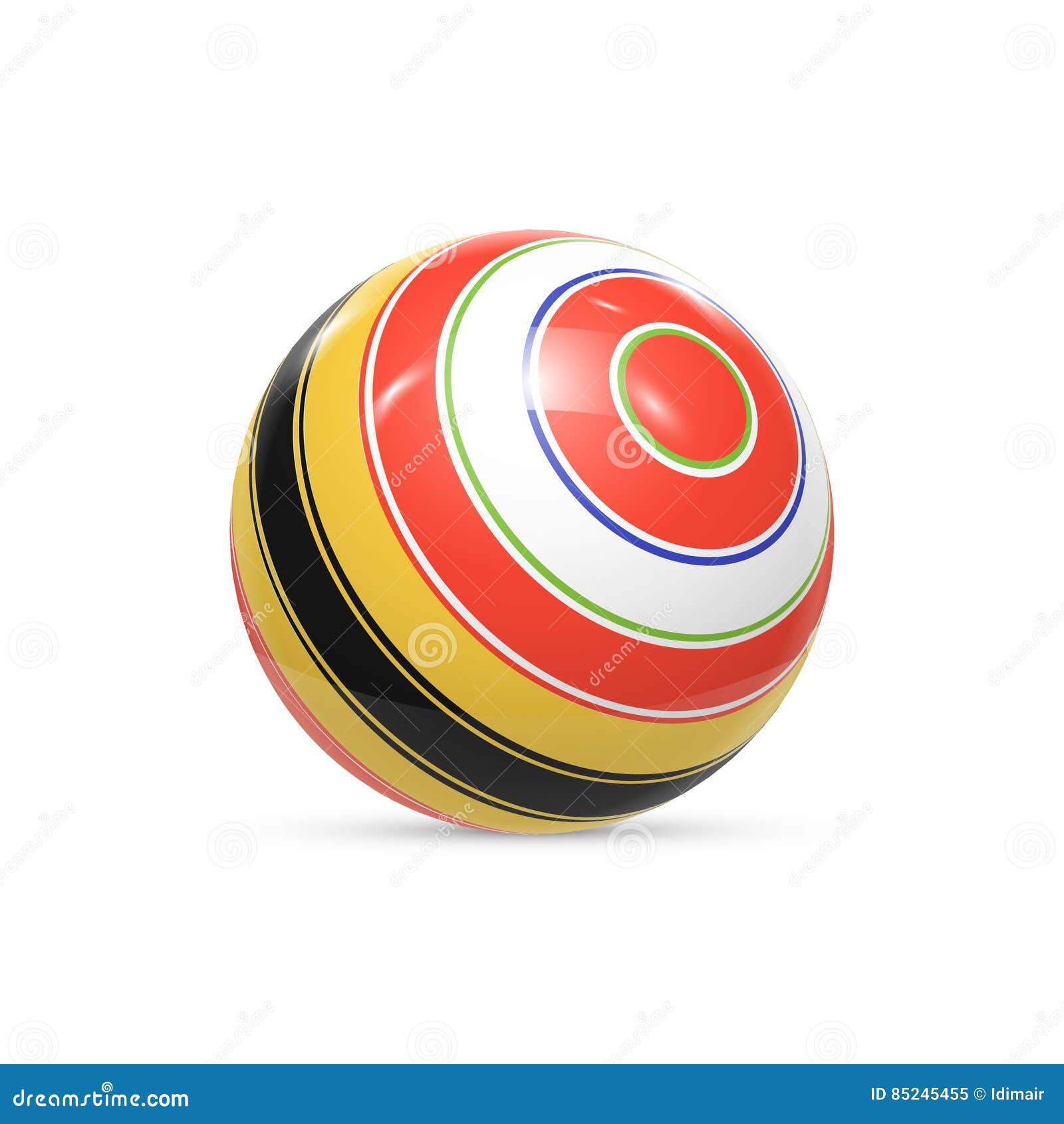 Striped Ball. 3d Sphere with Texture. Ball Isolated on White Background ...