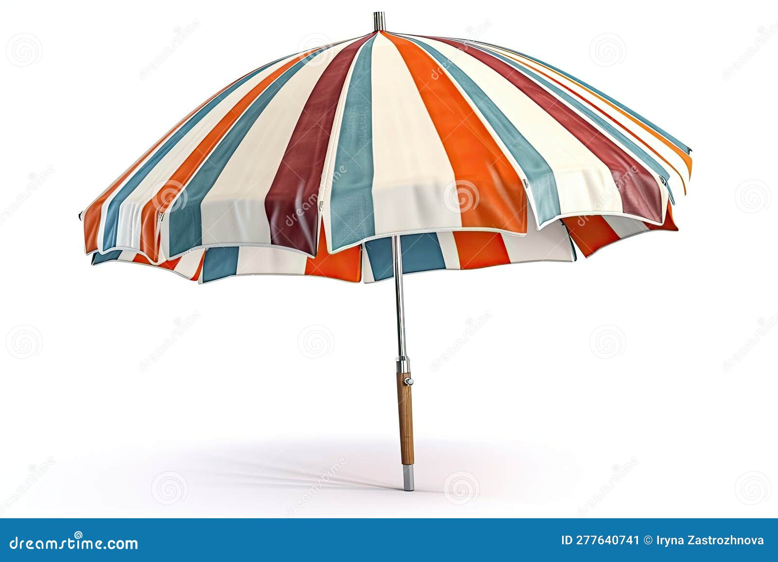Striped Beach Umbrella on a White Background. Generative AI Stock ...