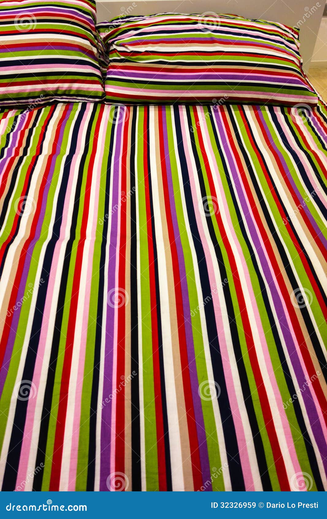 Striped bed stock image. Image of decoration, bedding - 32326959