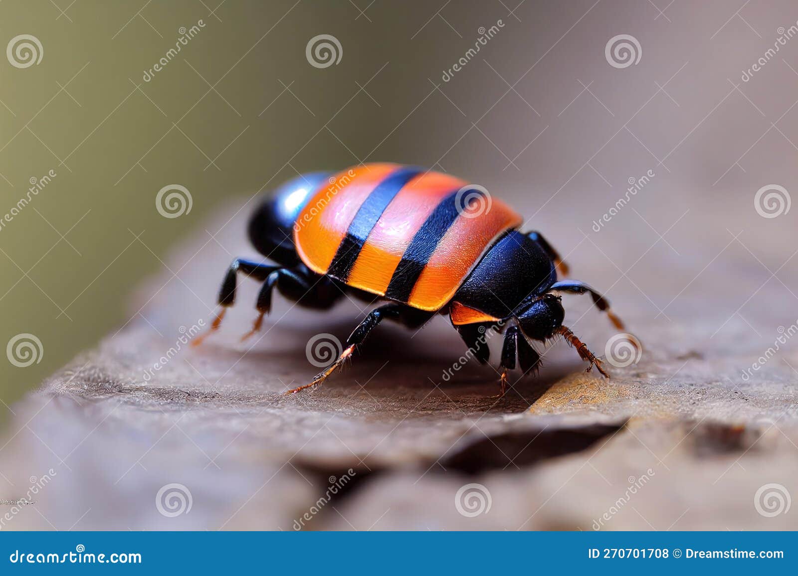Striped Beetle on Flower on Light Brown Background. Stock Illustration ...