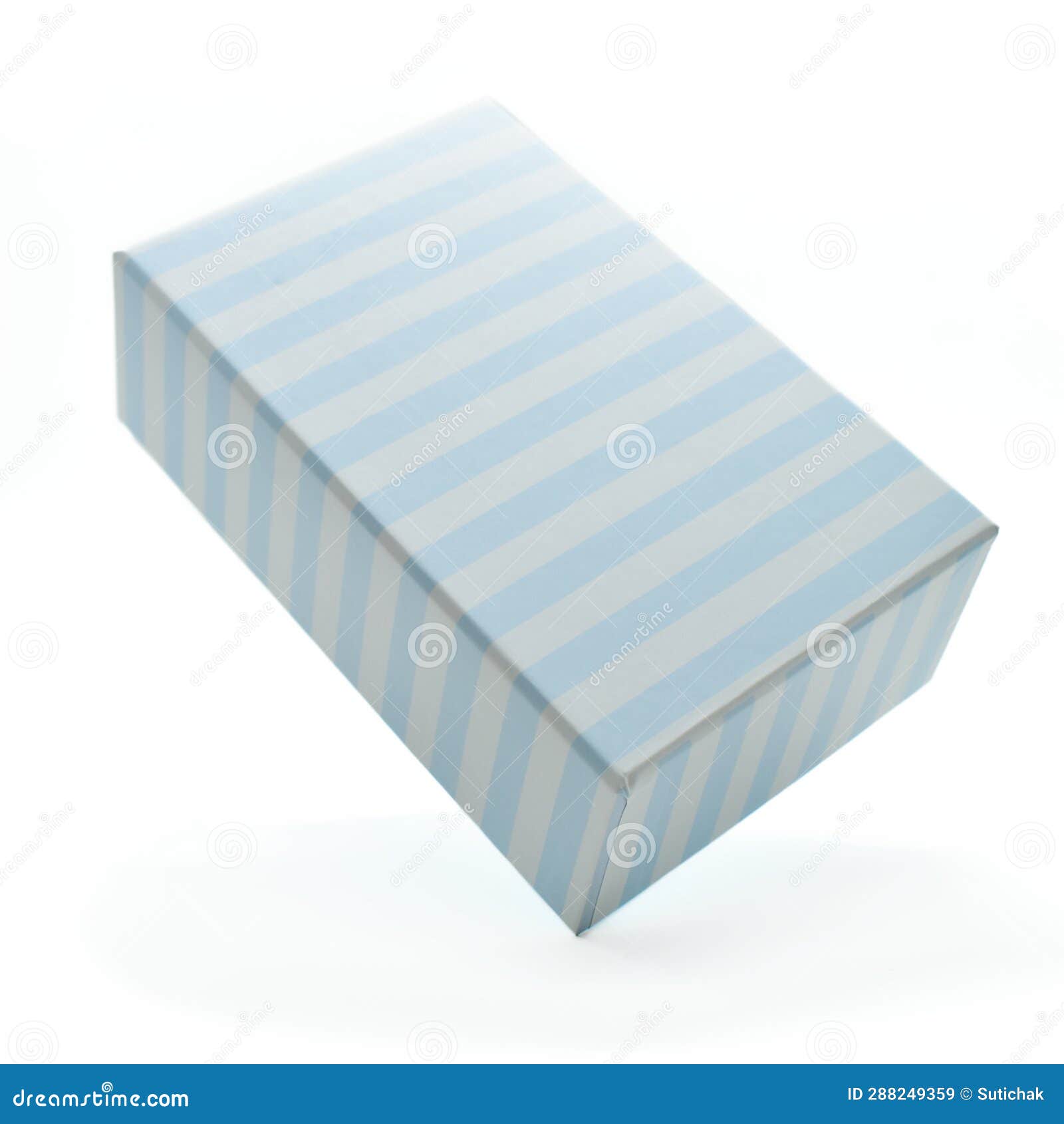 Striped Blue Paper Box on White Background, Package for Design Stock ...