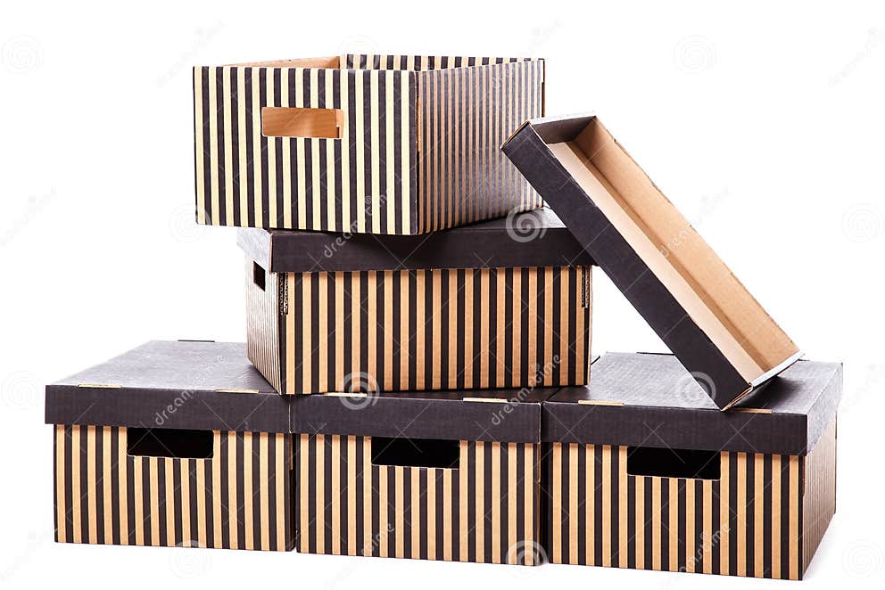 Striped Boxes on a White Background Stock Image - Image of parcel ...
