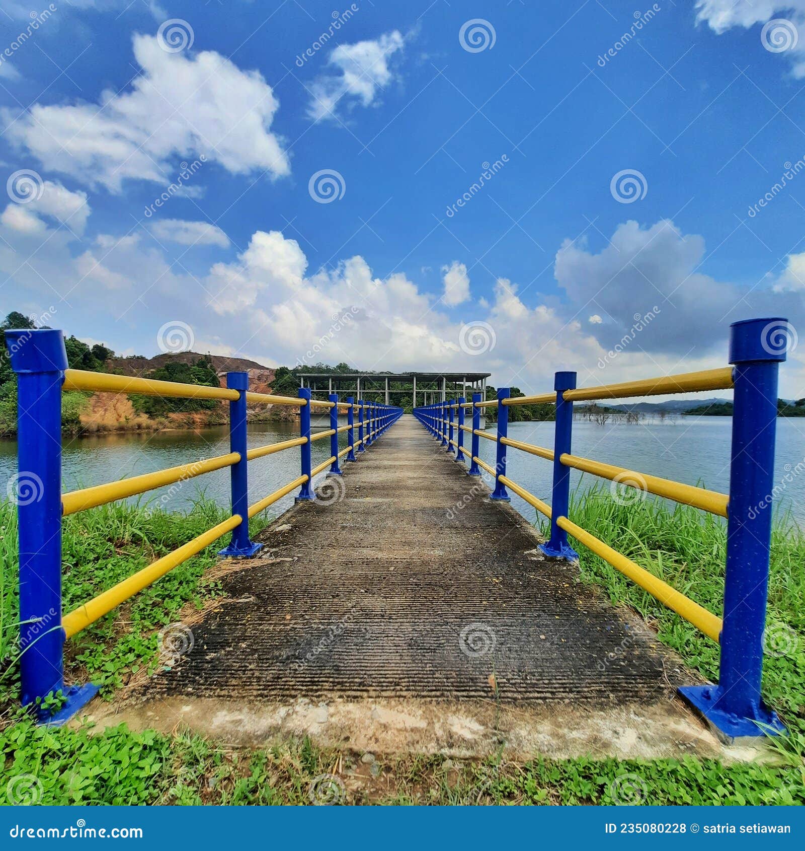 Striped bridge fence stock photo. Image of pier, coast - 235080228