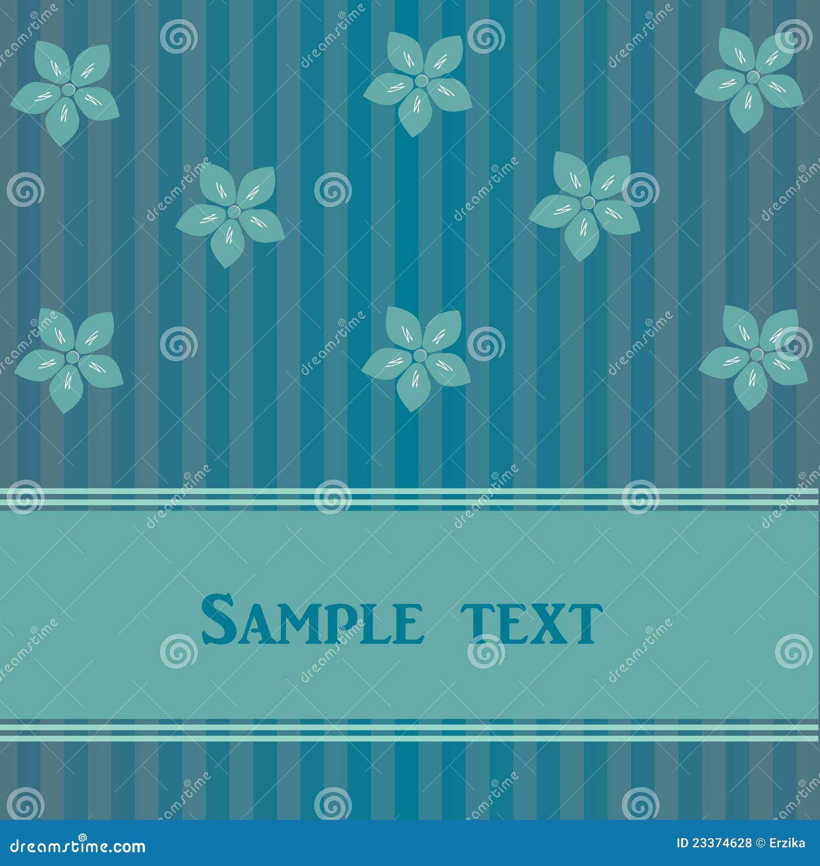 Striped card with flowers stock illustration. Illustration of ...