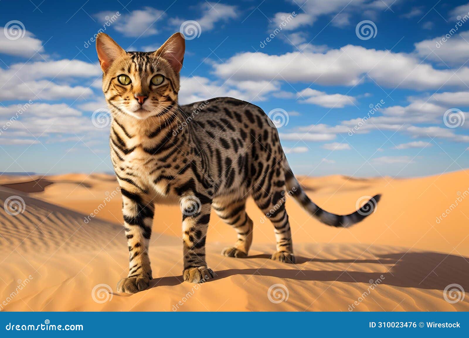 Striped Cat on a Desert Dune, AI-generated. Stock Illustration ...