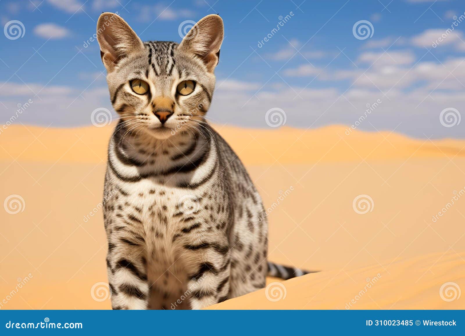 Striped Cat on a Desert Dune, AI-generated. Stock Illustration ...