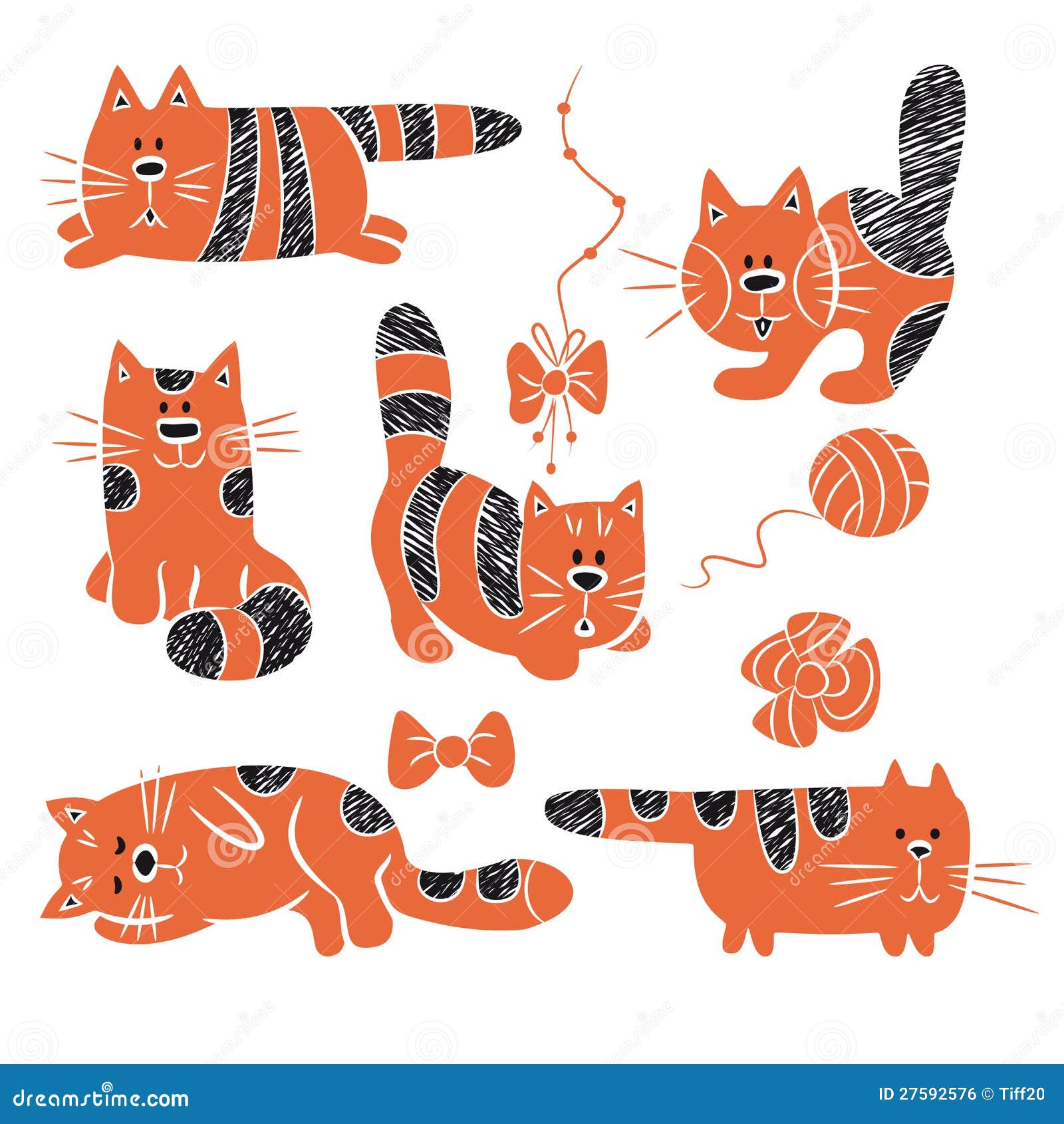Striped cats stock vector. Illustration of amusing, design - 27592576