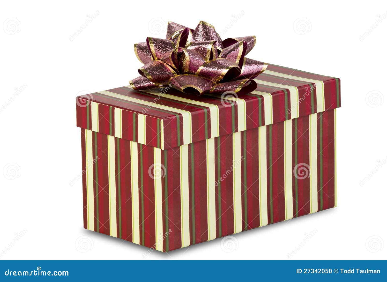 Striped Christmas Present on White Background Stock Photo - Image of ...