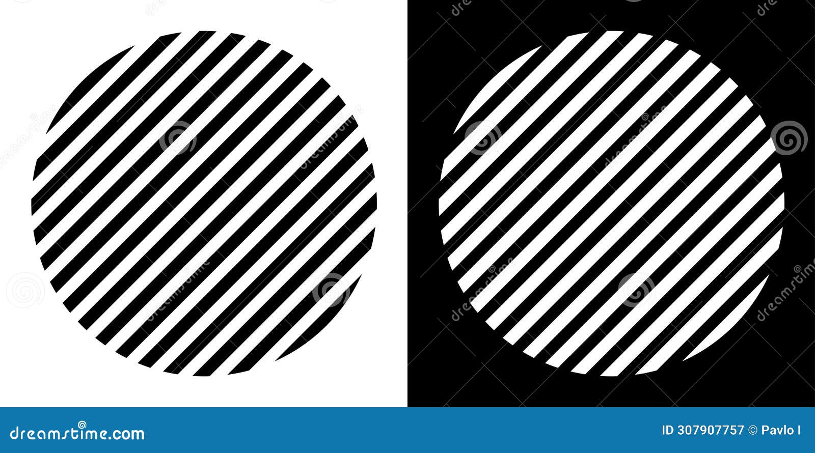 Striped Circle from Diagonal Lines Set Stock Vector - Illustration of ...