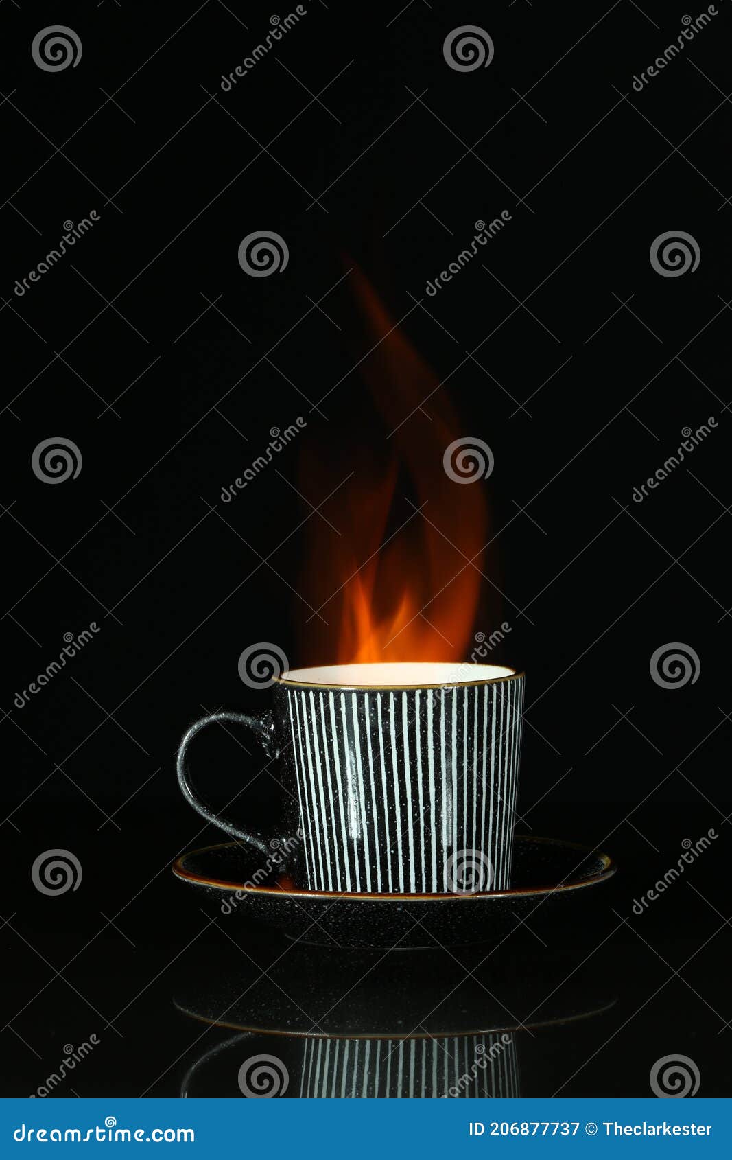 Striped Coffee Cup with Flames of Fire Stock Image - Image of beverage ...