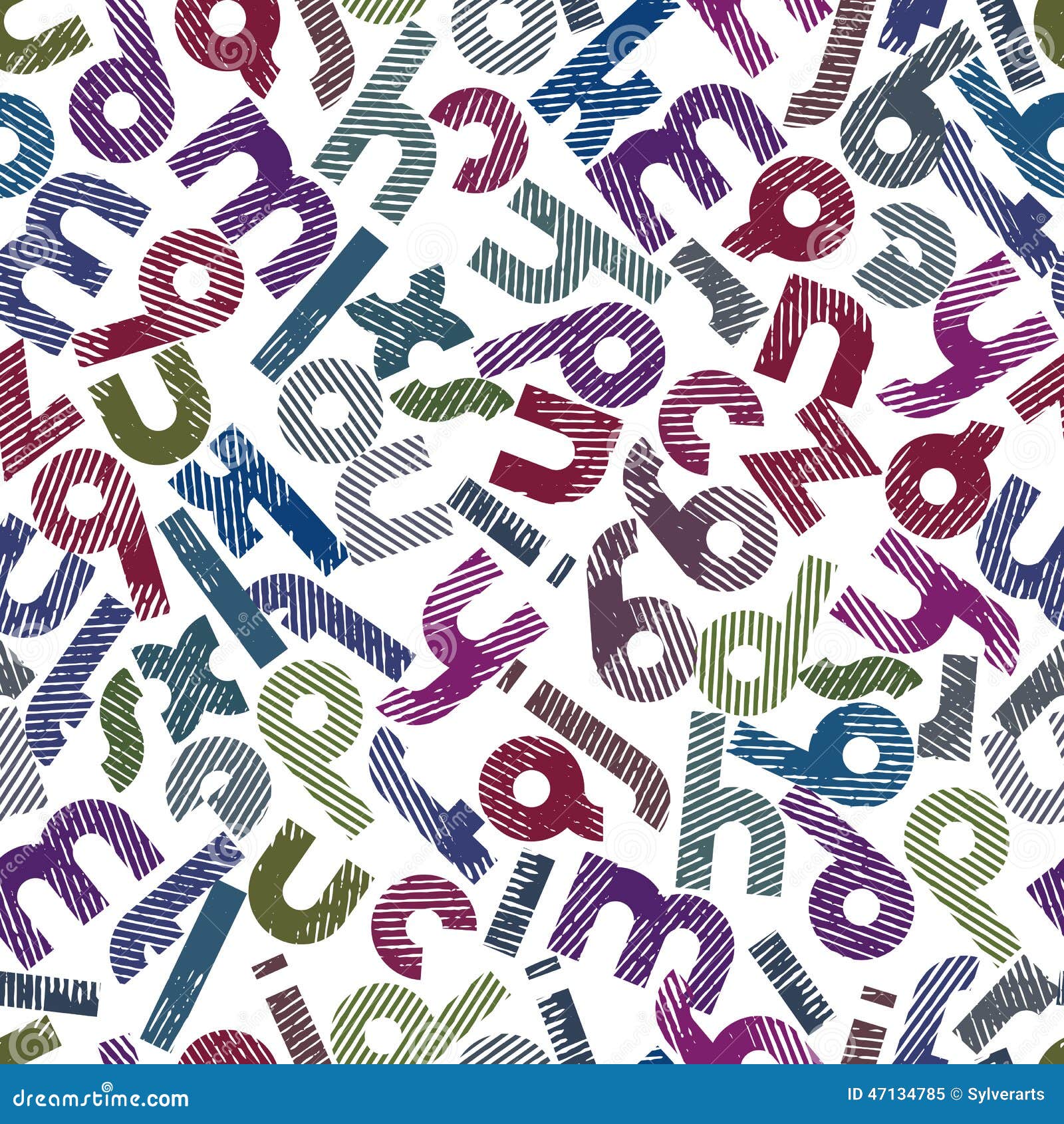 Striped Colorful Seamless Pattern, Rounded Lowercase Letters Stock ...