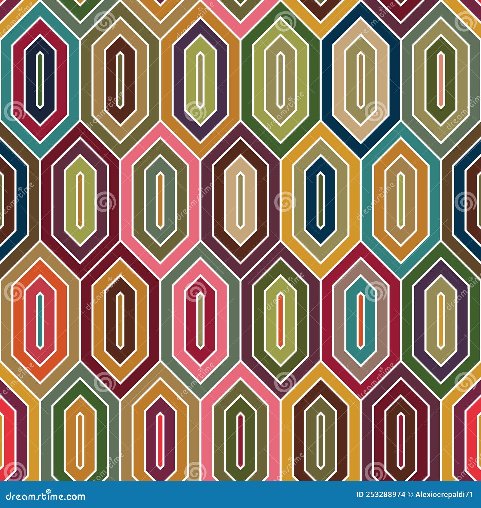 Retro Style Striped Diamond Pattern. Seamless Vector Illustration ...