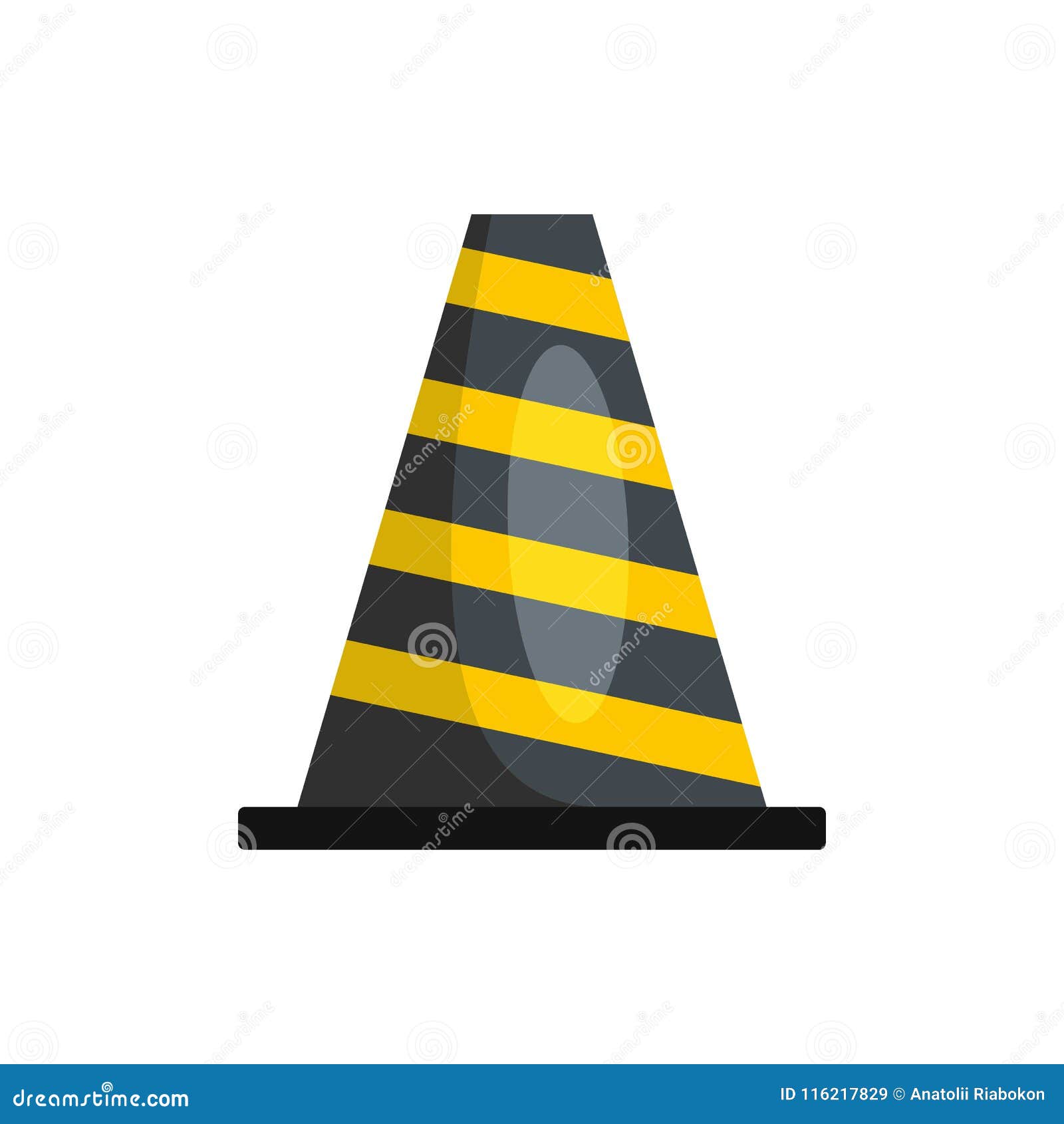 Striped Cone Icon, Flat Style Stock Vector - Illustration of black ...
