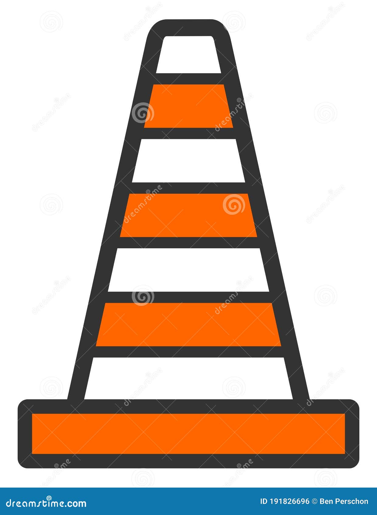 Striped Cone Orange Construction Vector Image Icon. Stock Vector ...