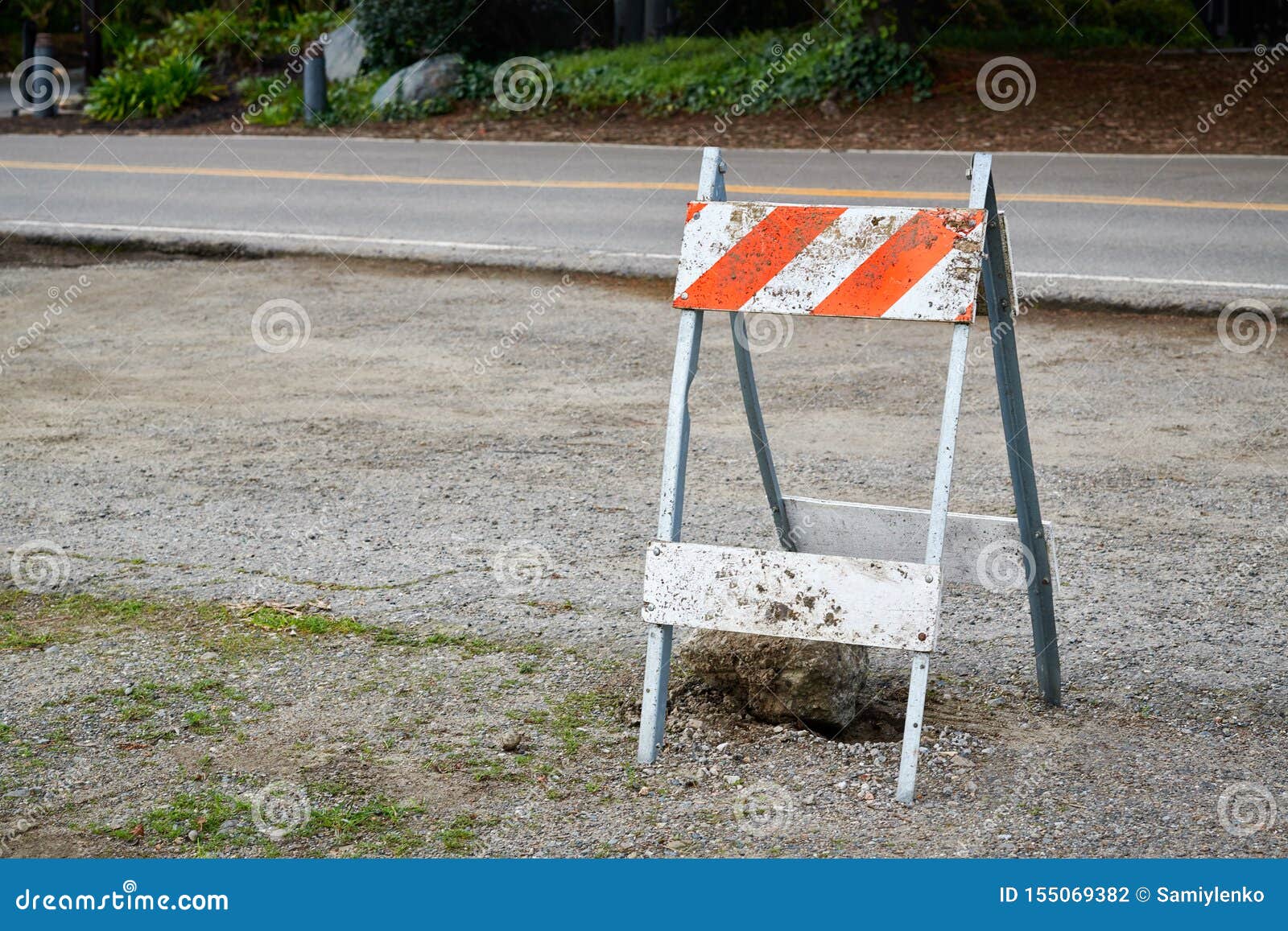 Striped Construction Barricade Stock Photo - Image of stop, orange ...
