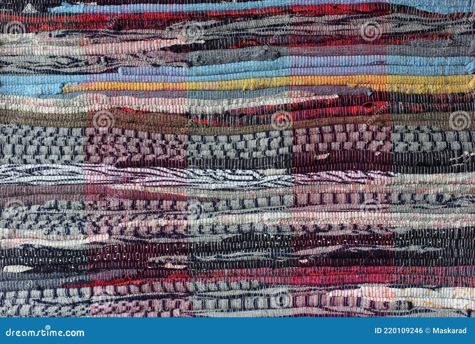 Striped Cotton Rug in Folk Style Stock Photo - Image of background ...
