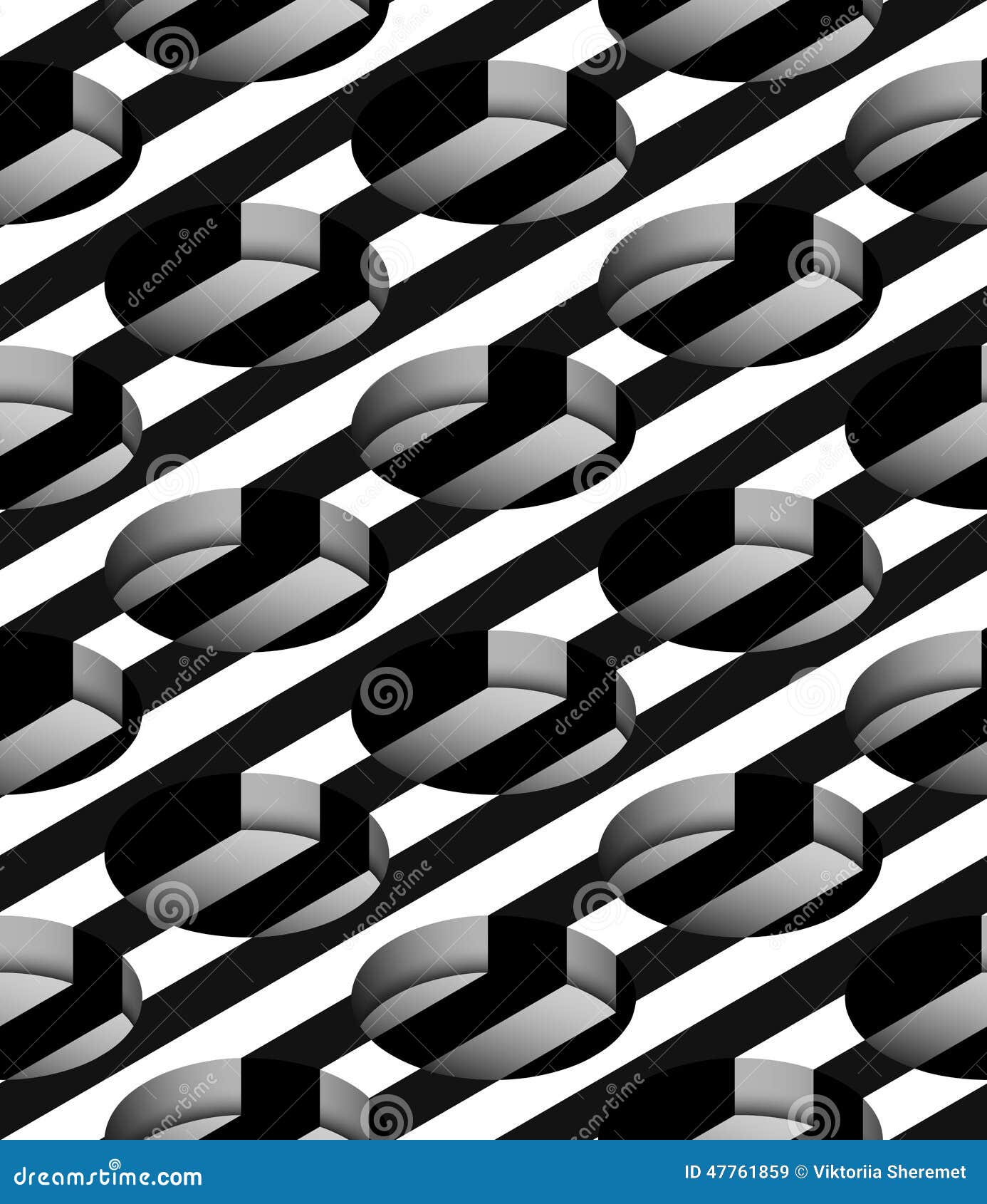 Striped 3D Cylindrical Holes Vector Seamless Pattern Stock Vector ...