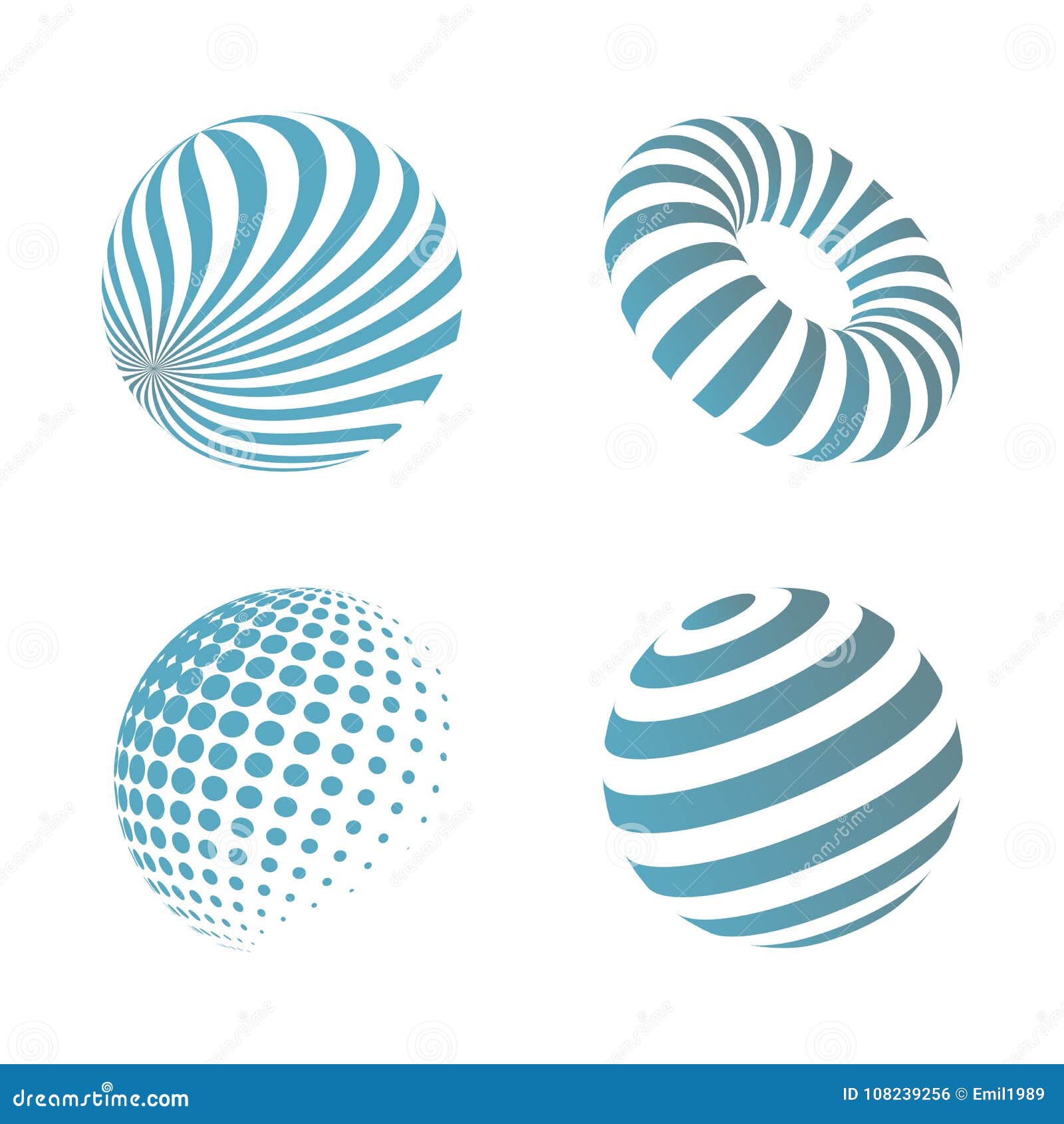 Striped 3d shapes stock illustration. Illustration of round - 108239256
