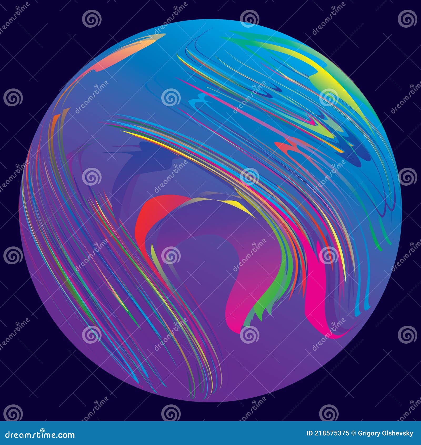 Striped Decorative Colored Sphere. Design Element Stock Vector ...
